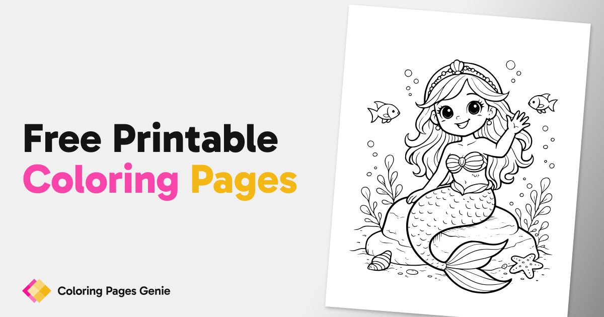 Smiling Mermaid Underwater coloring page for kids