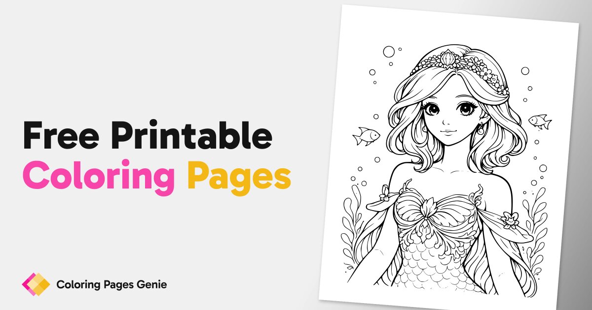 Flower Crown Mermaid coloring page for kids & teens