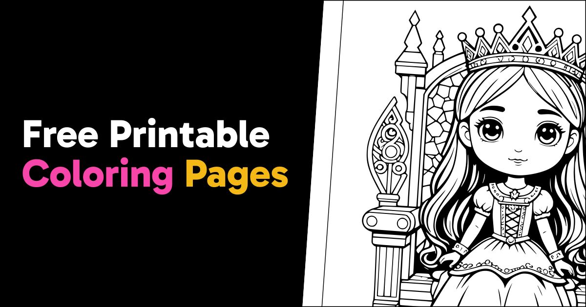 Princess Coloring Pages – Free Printable Royal Designs