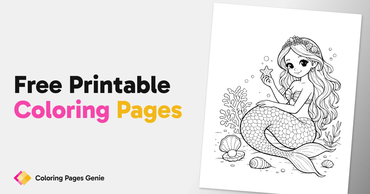 Mermaid Holding Starfish Coloring Page for Kids