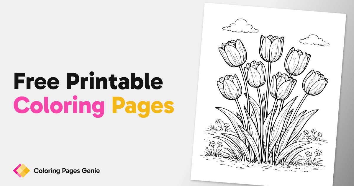 Spring Tulip Garden Coloring Page for All Ages