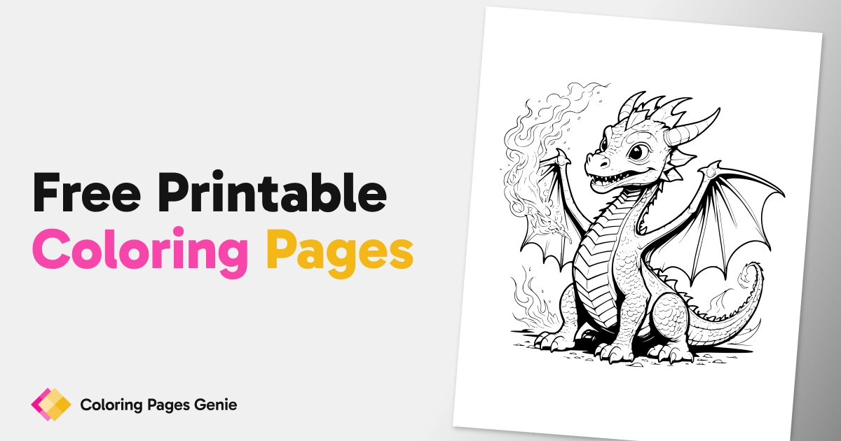 Cute Fire Breathing Dragon Coloring Page Printable