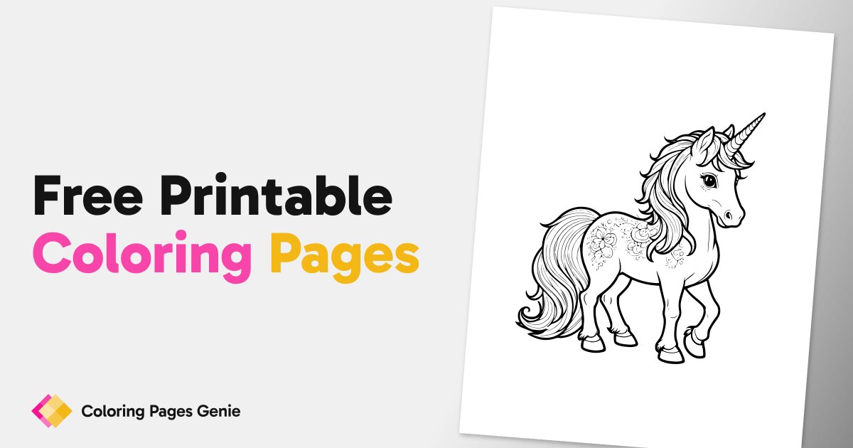 Unicorn with Flowing Mane – Free Printable Coloring Page