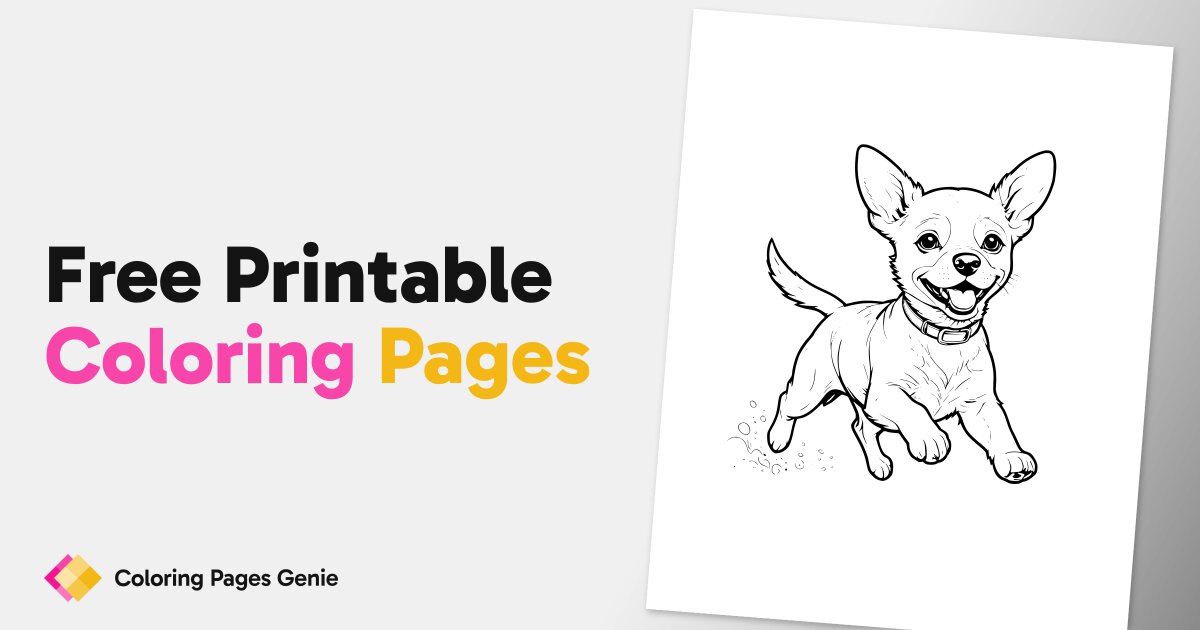 Happy Dog Running Coloring Page - Free Printable Coloring Page