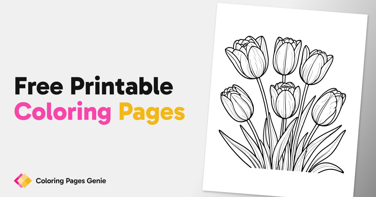 Spring Tulip Bouquet coloring page for all ages