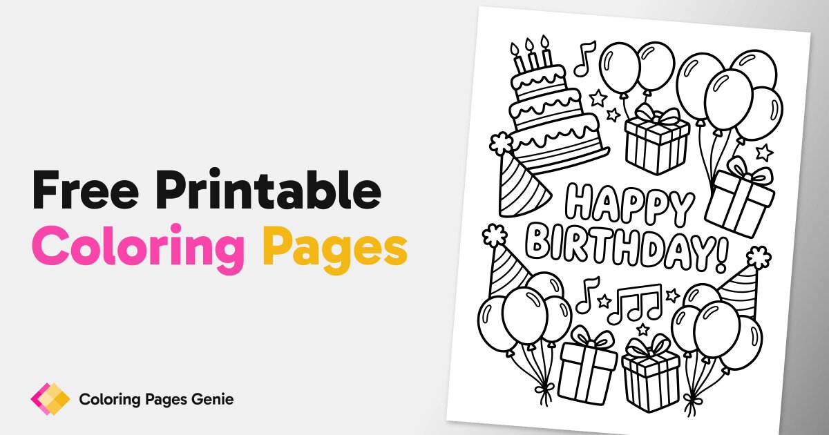 Birthday Celebration Scene Coloring Page for Kids to Print