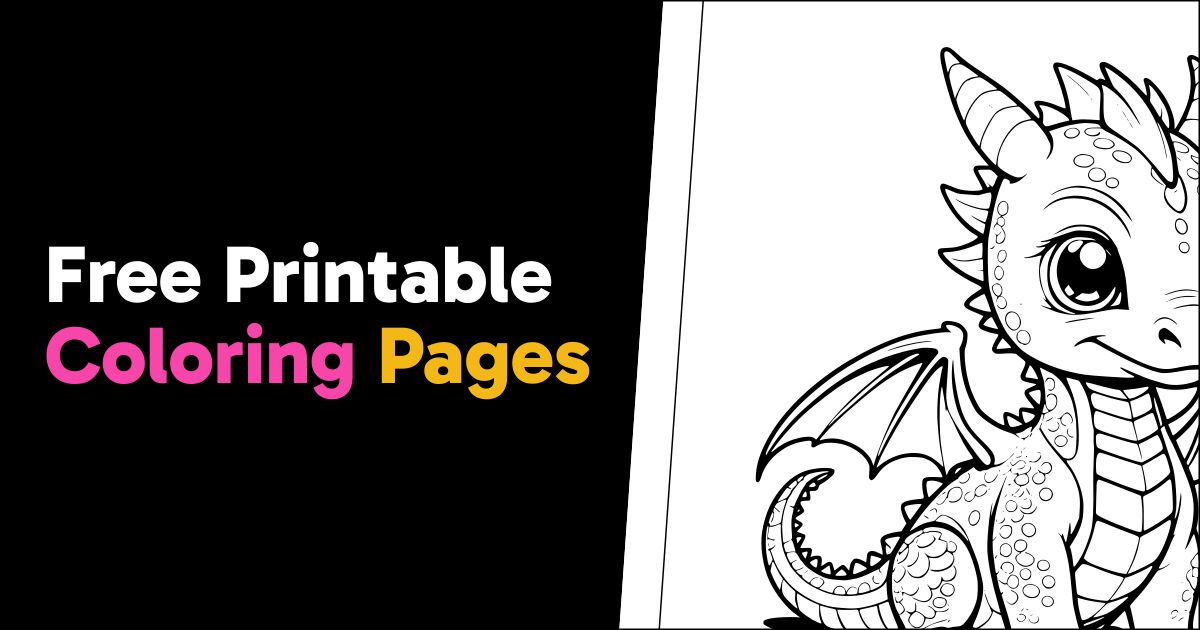 Cute Kawaii Dragon Coloring Page - Free Printable Coloring Page