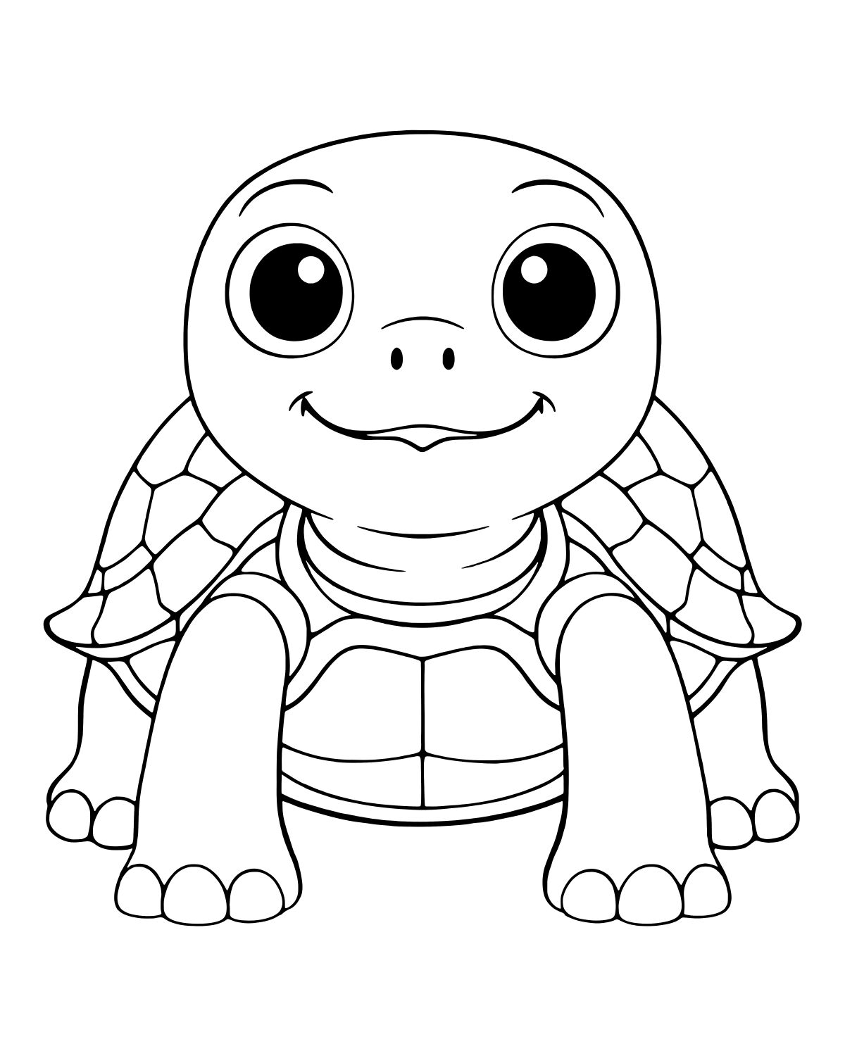 Cute Baby Turtle Coloring Page for Kids to Print