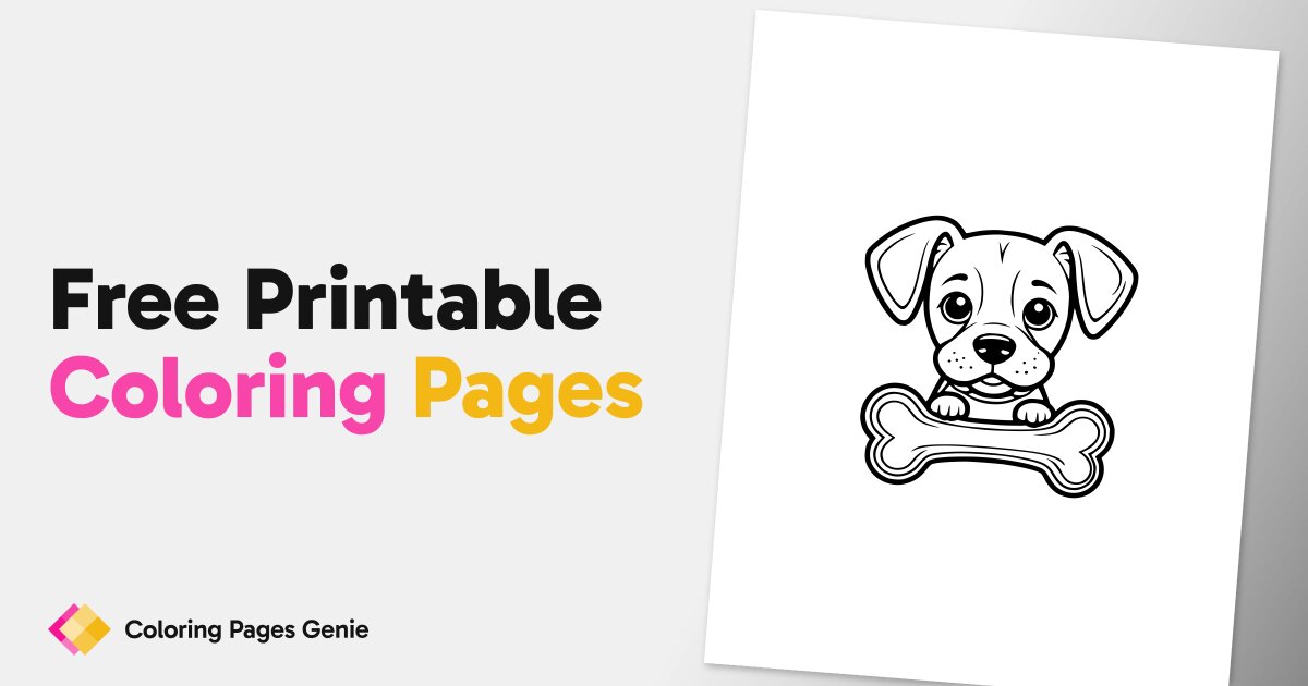 Puppy with Bone Coloring Page for Kids