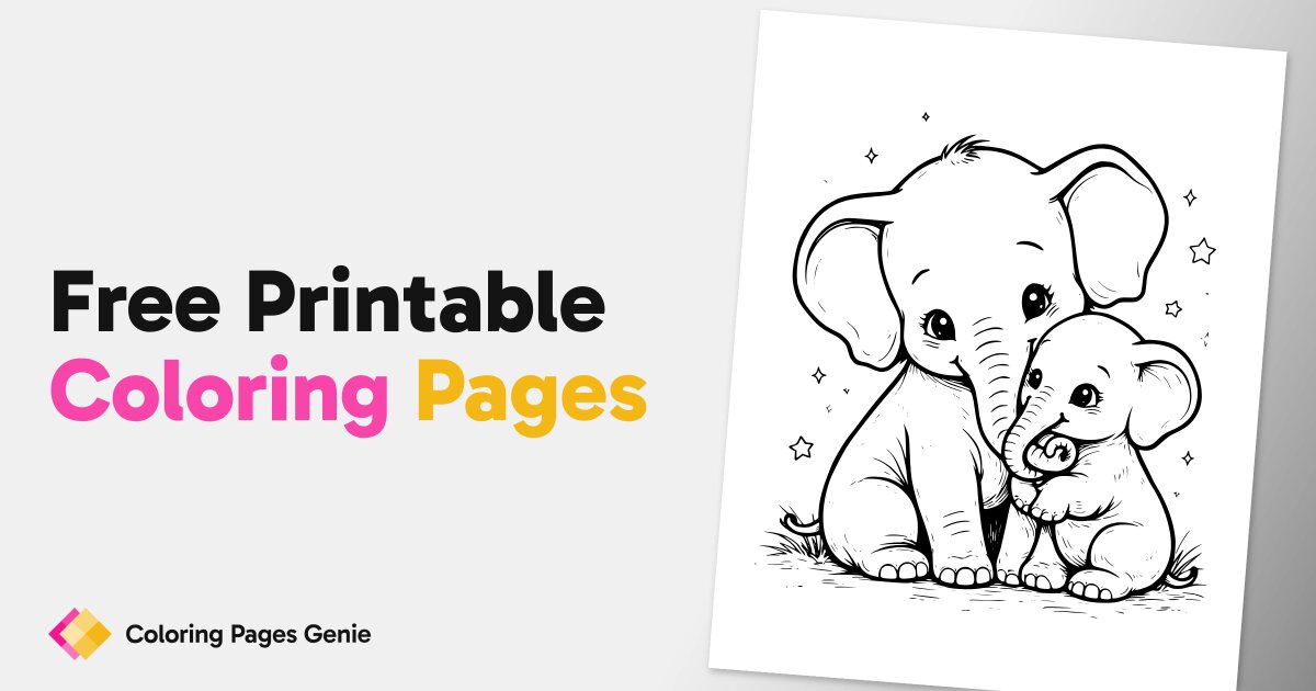 Cute Baby Elephants Hug Coloring Page for Kids