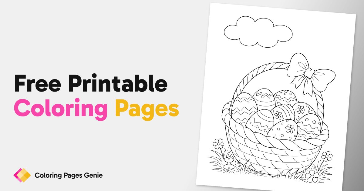 Easter Egg Basket Coloring Page with Spring Flowers