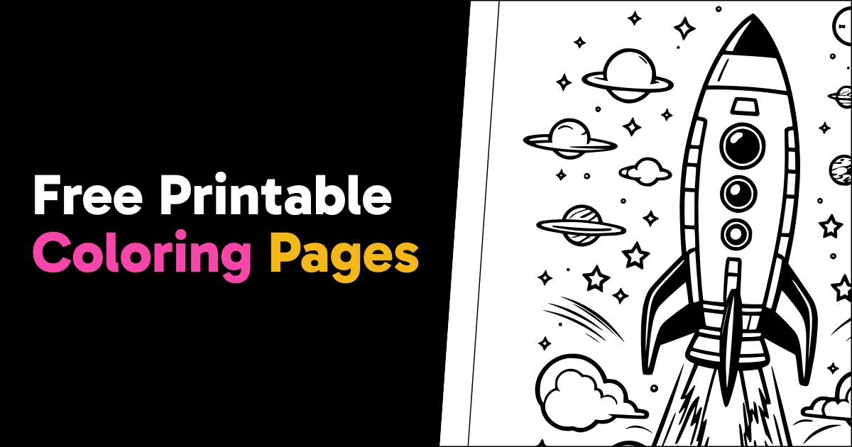 Cute Rocket Launch Coloring Page - Spaceship Fun for Kids