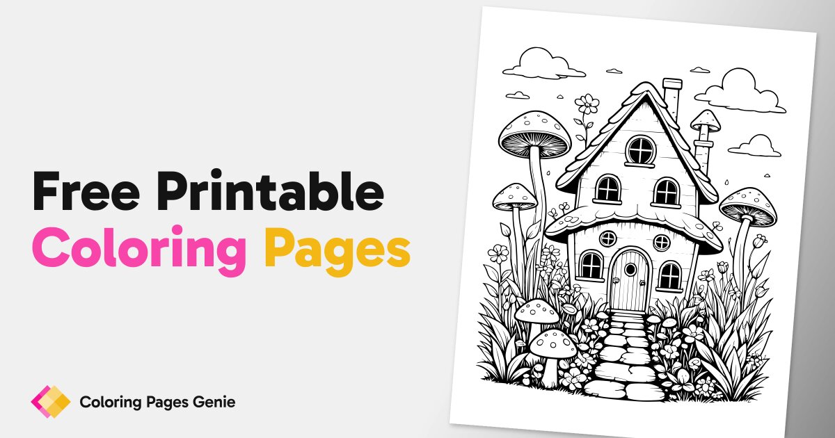 Free Mushroom House in Spring Coloring Page – Printable Fun
