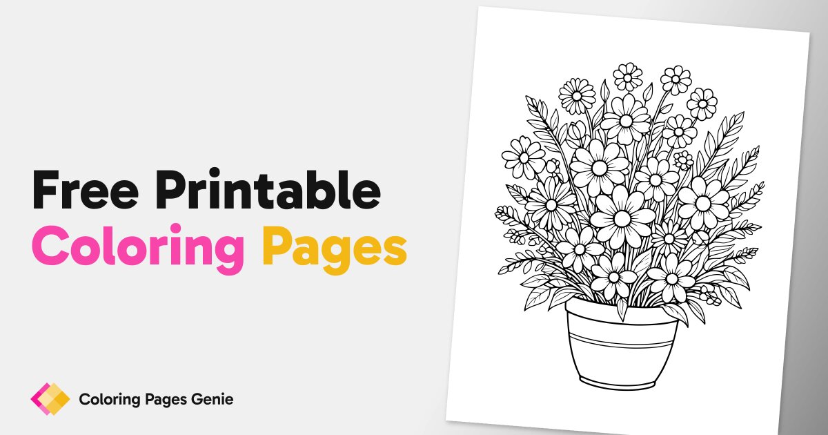 Spring Flower Pot Coloring Page Printable