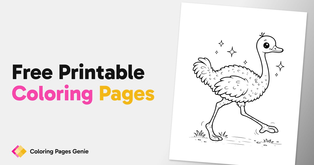 Cute Ostrich Running Coloring Page for Kids
