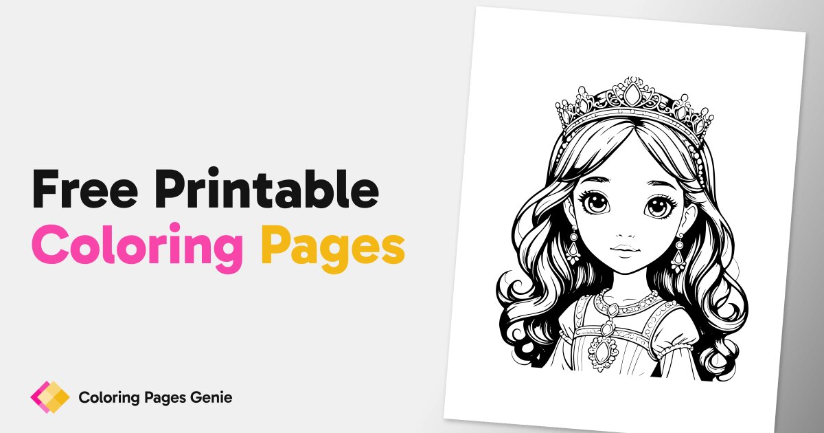 Beautiful Princess Coloring Page - Free Printable Coloring Page
