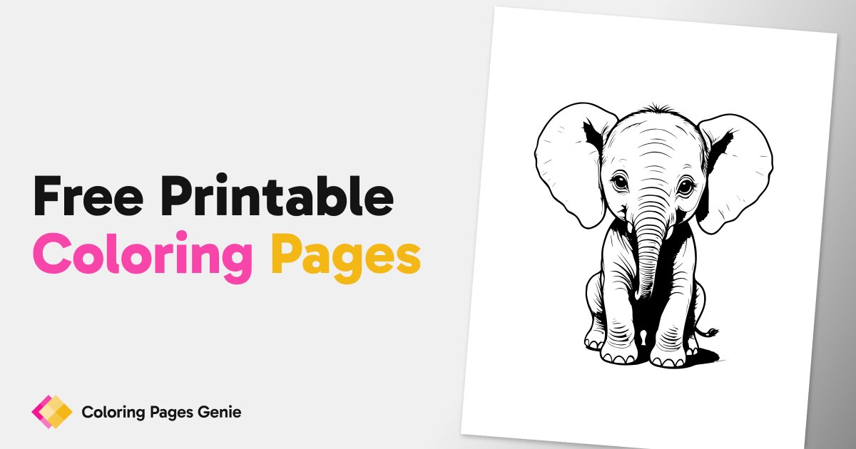 Cute Baby Elephant Coloring Page Printable for Kids