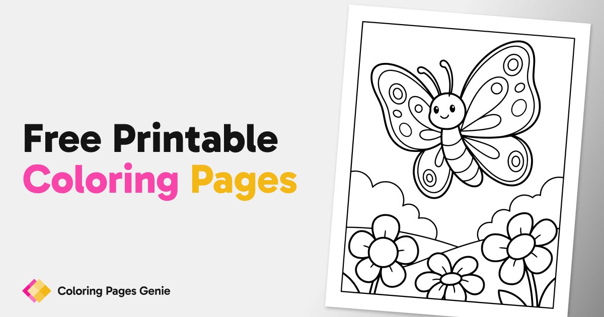 Cute Butterfly Flying Coloring Page for Kids to Print
